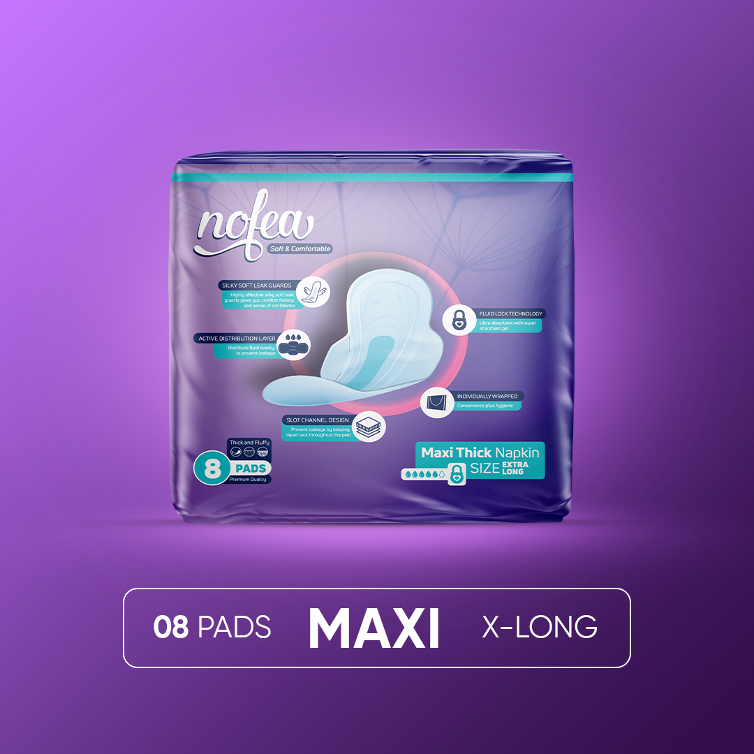 Nofea Napkins/Sanitary Pads Maxi Thick Extra Long - 8 Pads | Daraz.pk