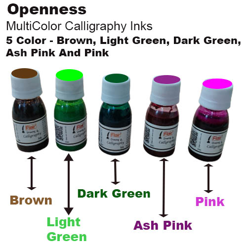 Openness – 5 Colors 30 ml Calligraphy Ink – Brown, Light Green, Dark ...
