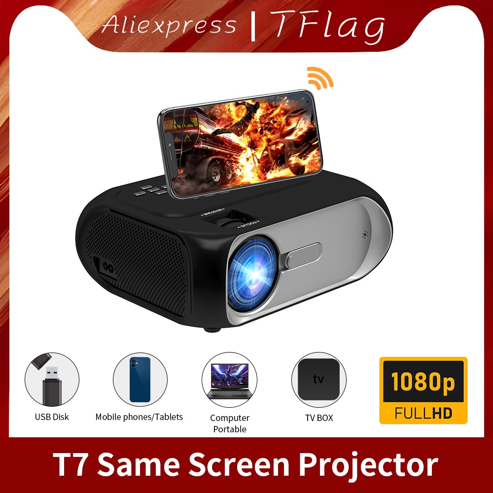 NEW Flagship T7 Led Projector HD 1080P 3800 Lumens Beamer Home Cinema ...