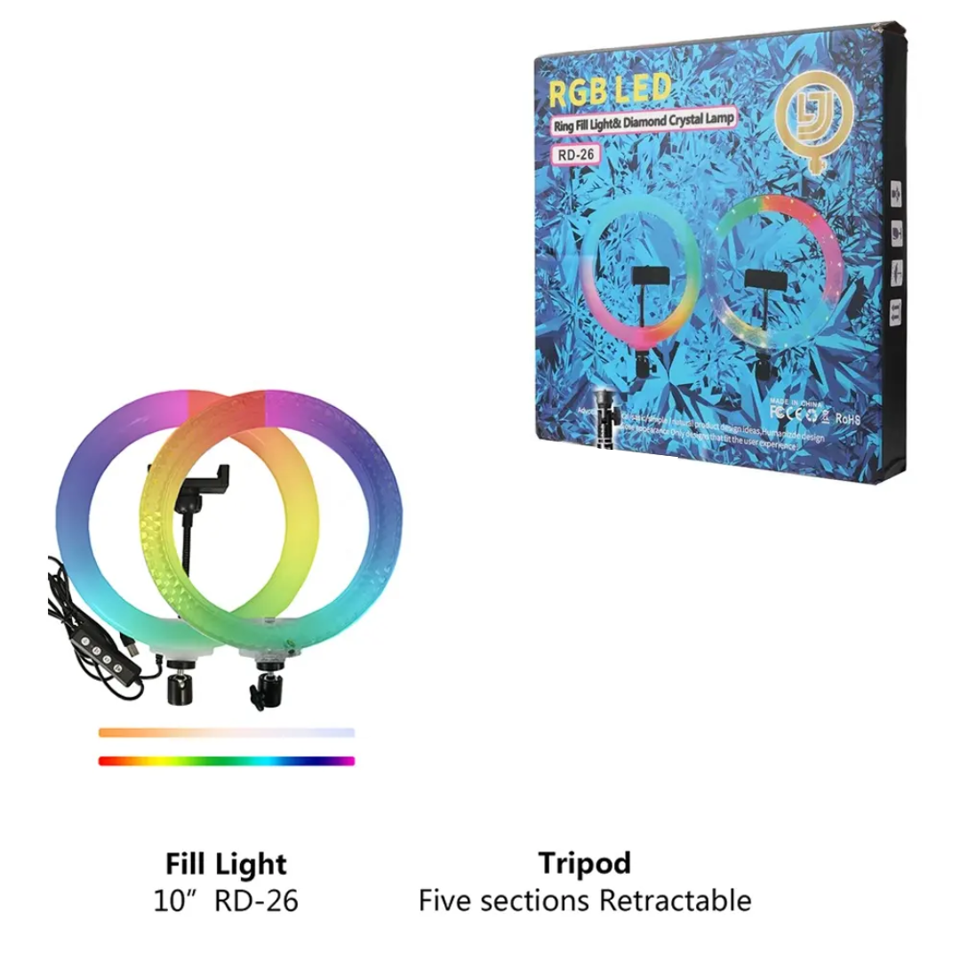 Round Ring Light | RDB Multi color and modes Diamond Crystal Lamp Ring ...