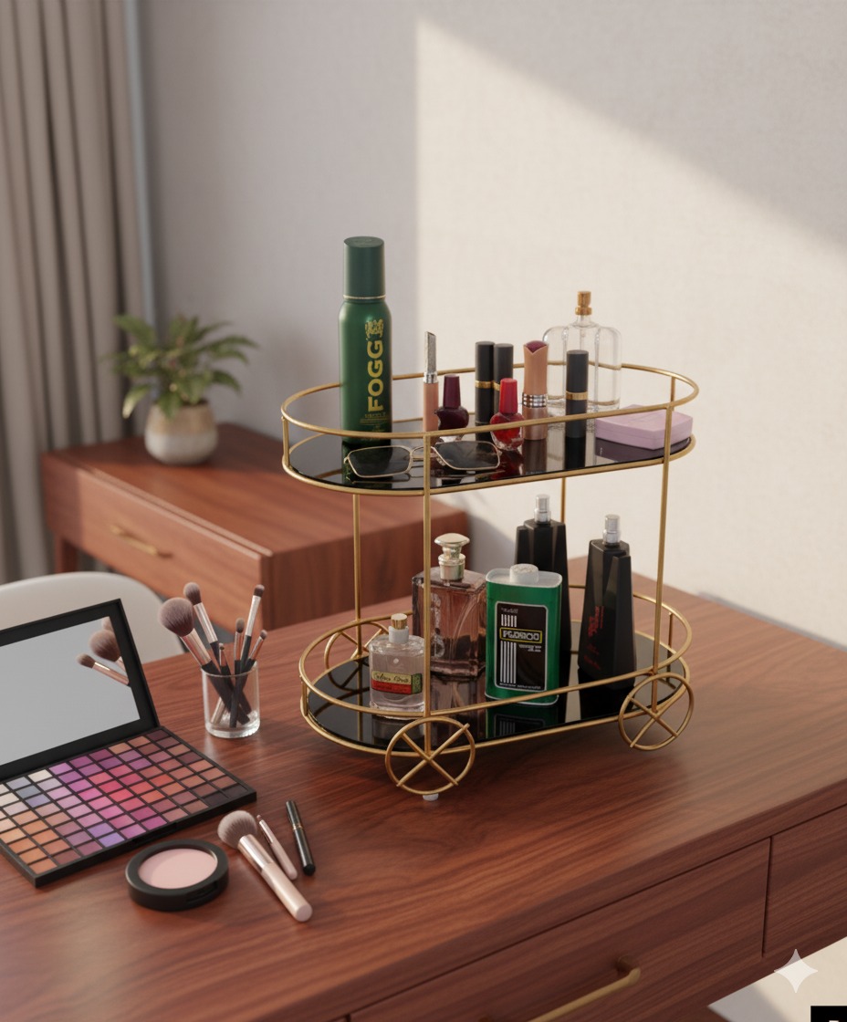 2tier Trally shaped cake stan and cosmatic rack with mdf sheet | Daraz.pk