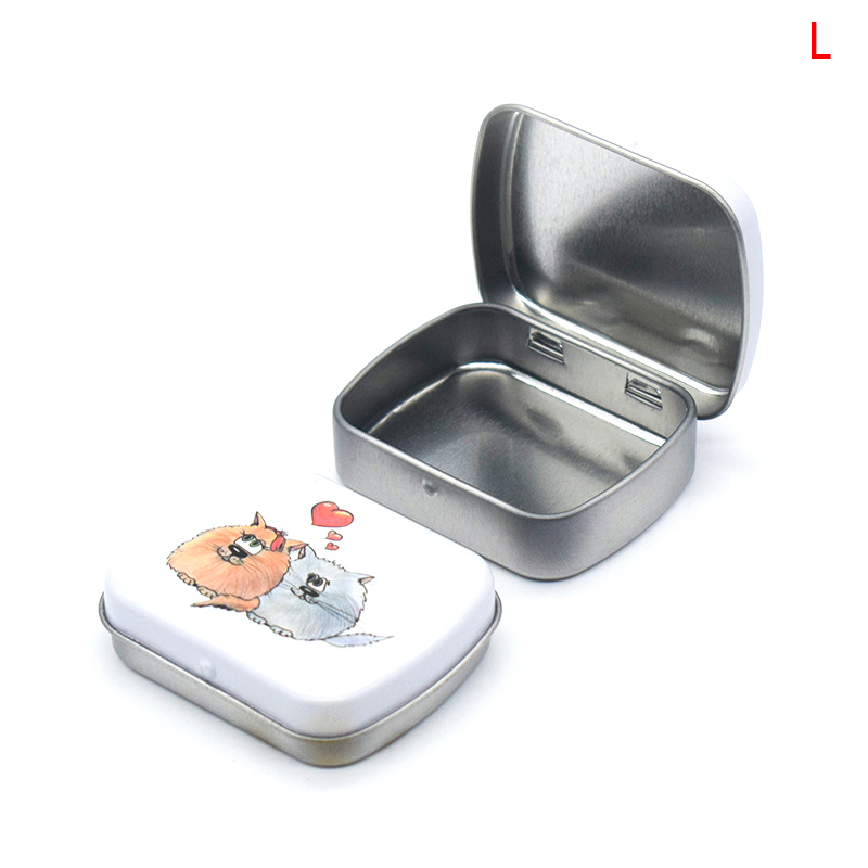 Portable Mini Metal Hinged Tin Box With Lid Rectangular Small Storage ...