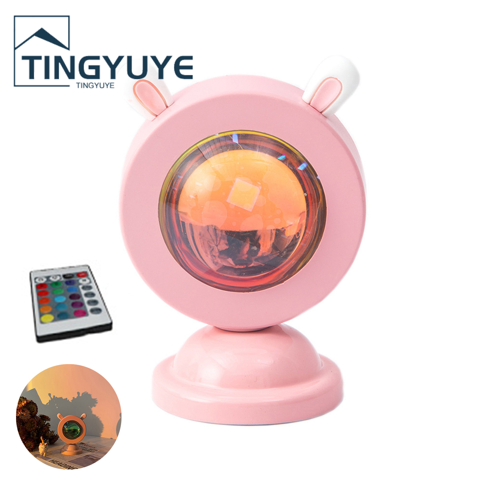 Sunset Projection Lamp Romantic Atmosphere RGB Mini Rabbit/Cat Ear ...
