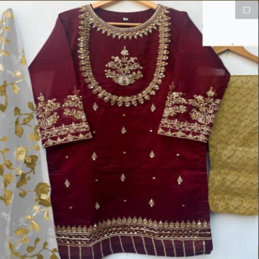 HAND CRAFTED 3PC STITCHED 'R A Q S'/ Ready Made 3Pcs Suit For Girls ...