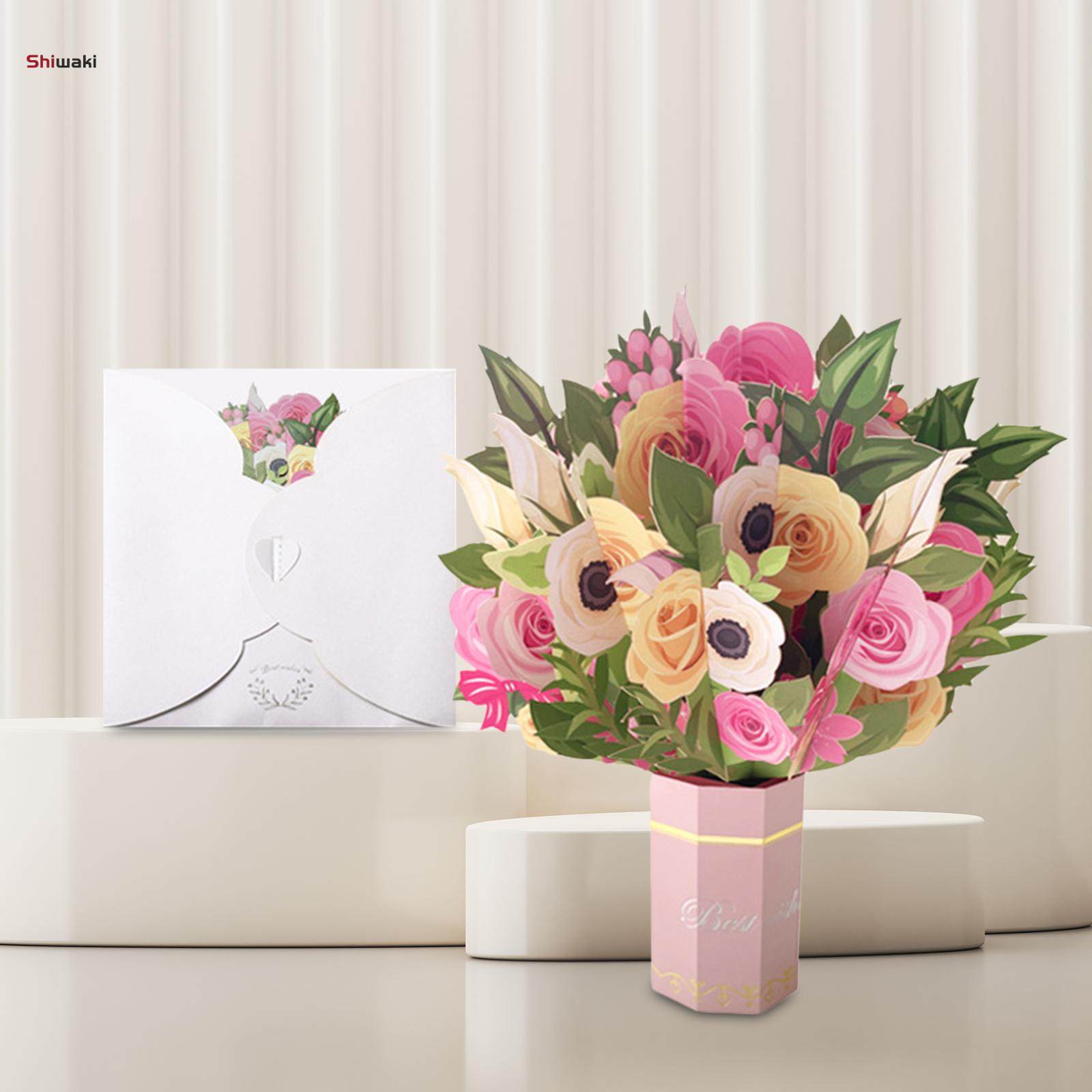 Greeting Card Flower Bouquet Popup Card Ornament Elegant Paper ...