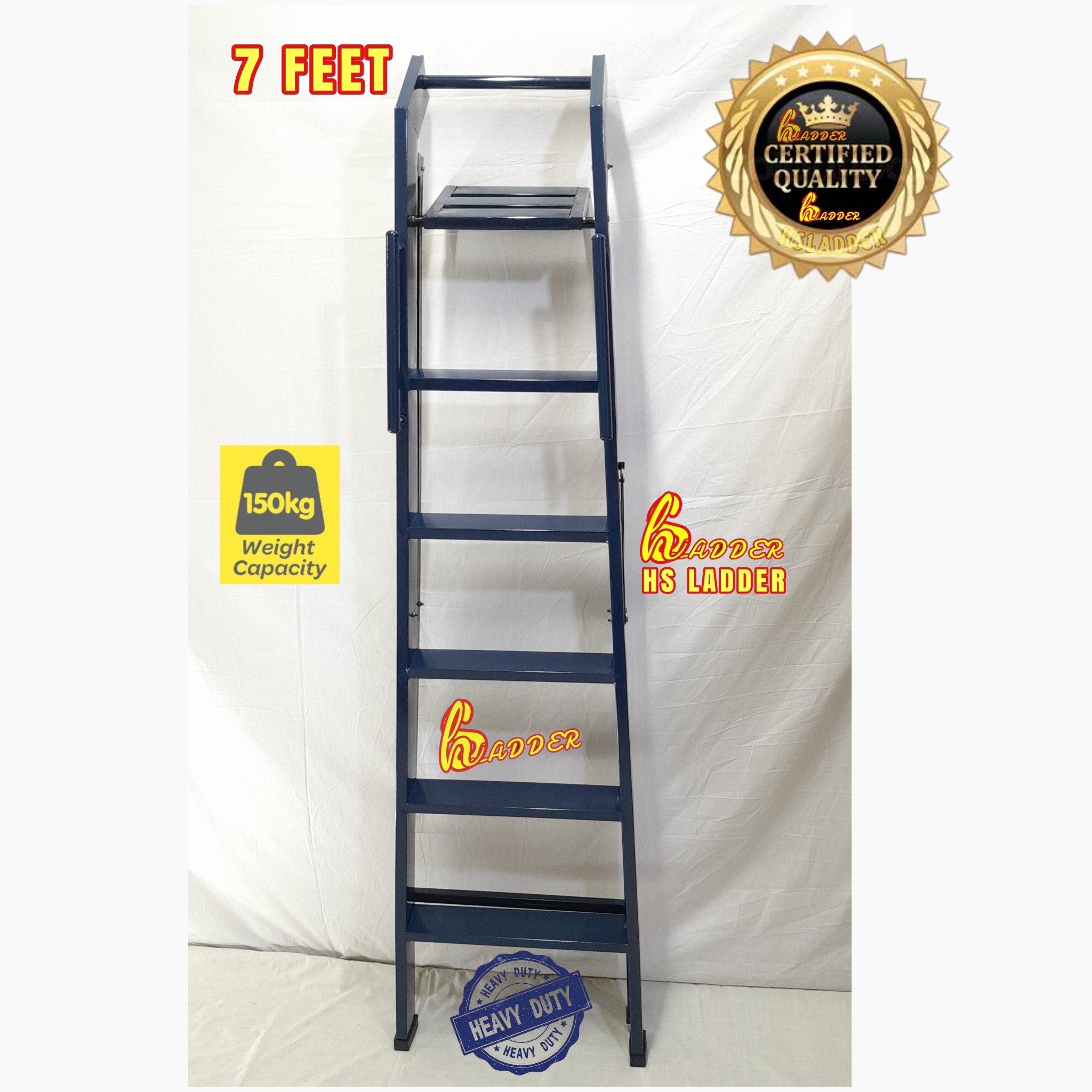 Foldable Ladder 7 Feet Heavy Duty Ladder Big Steps Handle Attach Plate ...