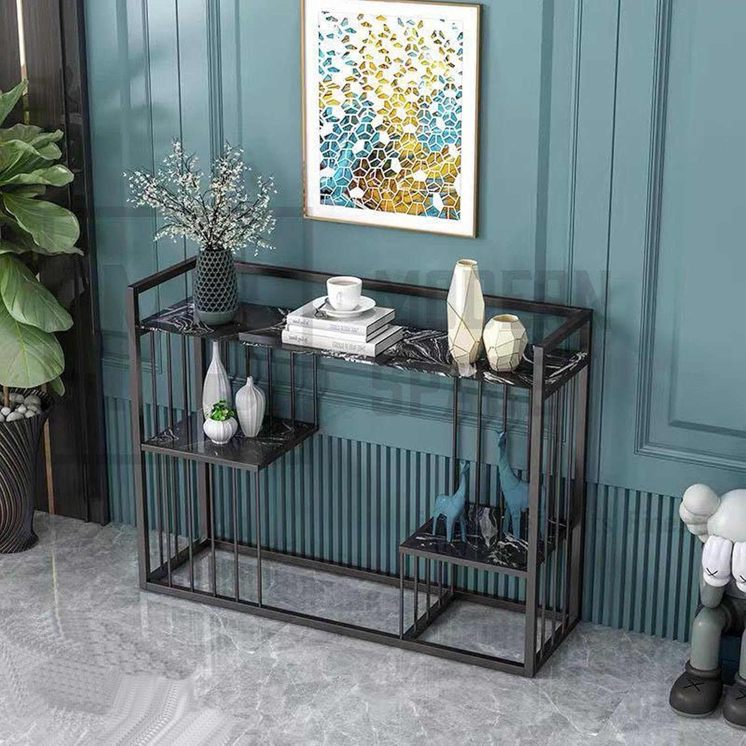 New Console Table in Golden Finish Modern Console Table with Storage ...