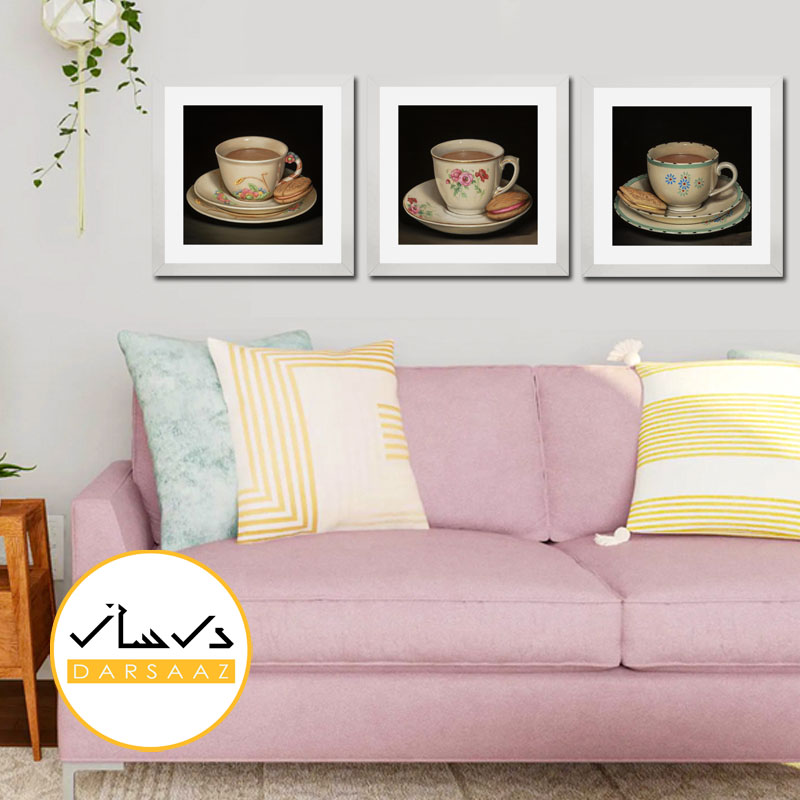 Set of 3 Tea Cups Wall Art Hanging Frames - OFD260 | Daraz.pk