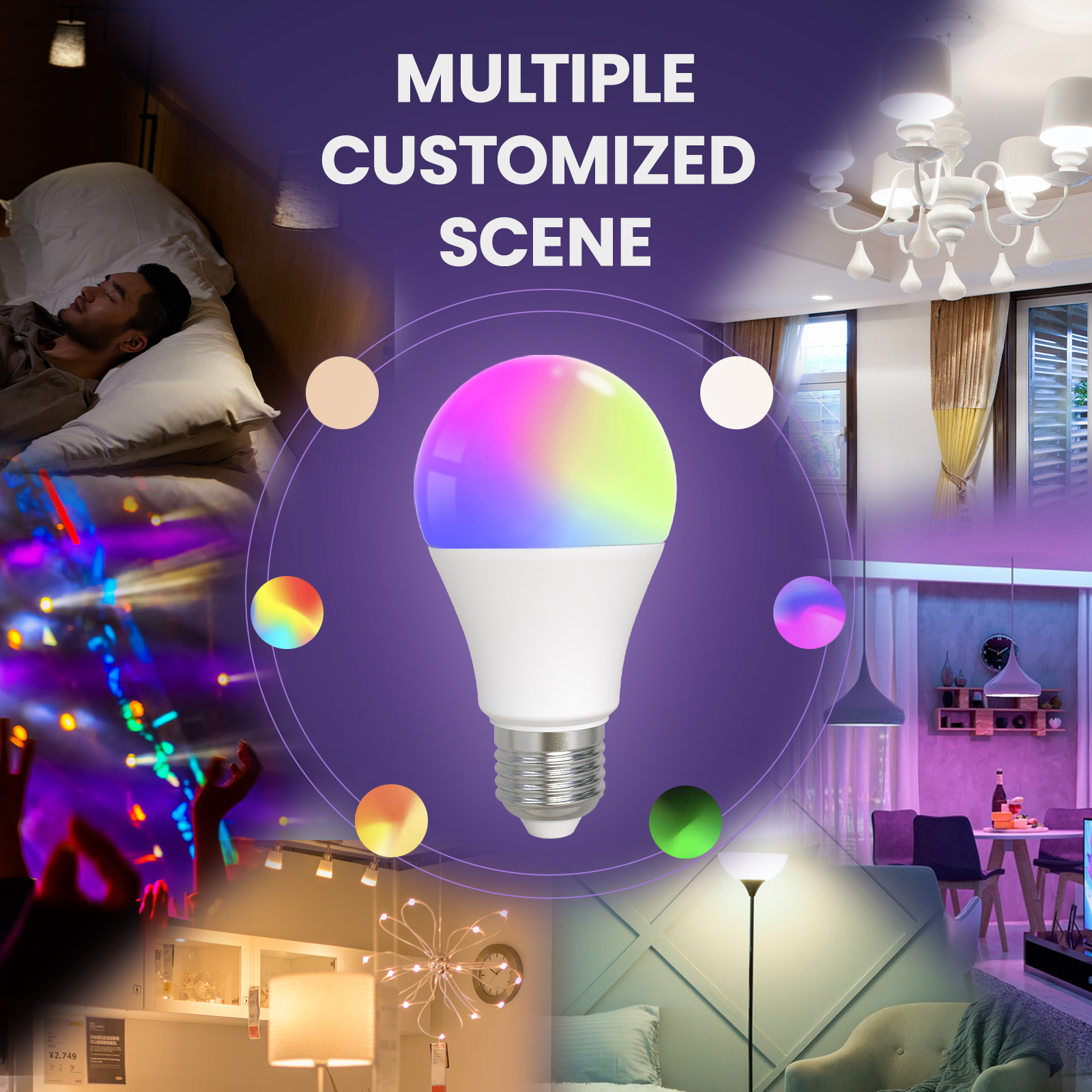 Multi Color Changing RGB Bulb Without Remote| SkyScraper Store | Daraz.pk