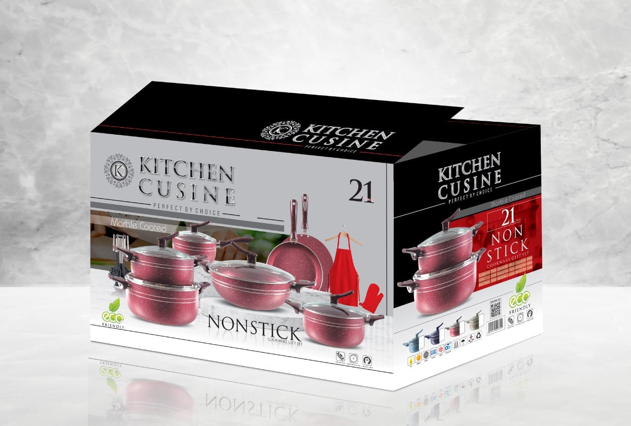 Kitchen Cuisine double Marble Coated Junior 18 Pcs Set | Daraz.pk