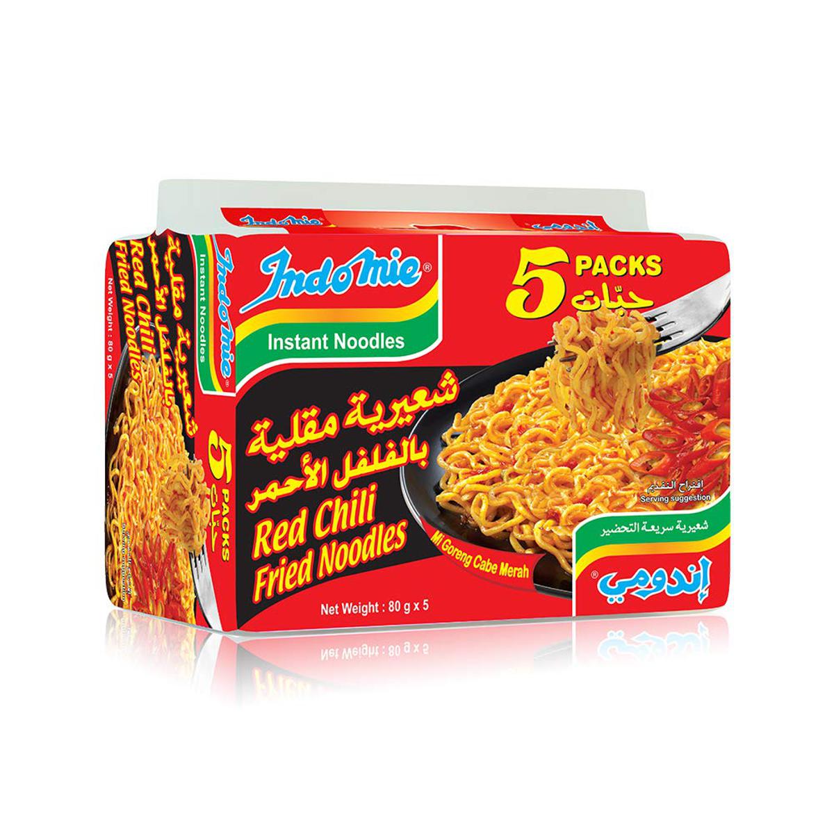 Indomie Red Chilli Fried Noodles (Pack of 5 Pieces of 80 gram ...