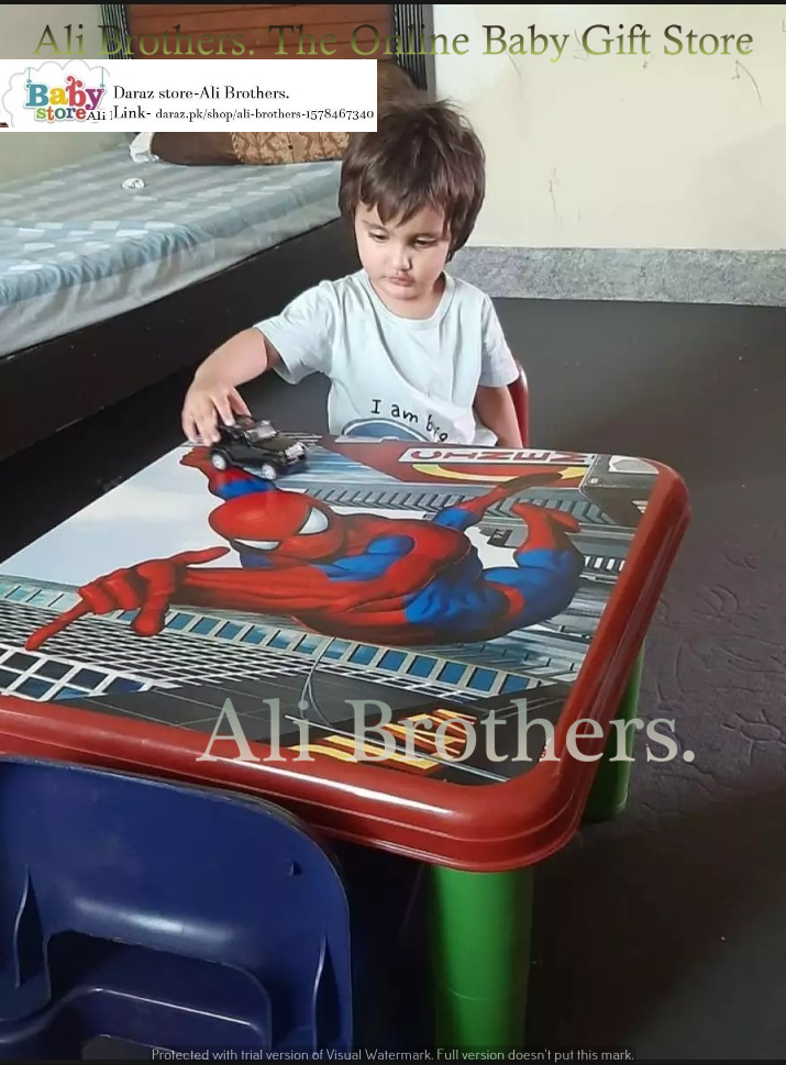 Spiderman Kids Study & Dining Set 2 Chairs & 1 Table china Made | Daraz.pk