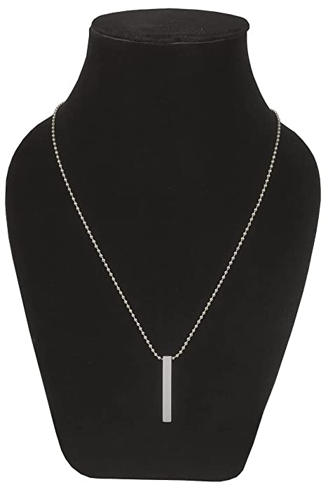 Pure Stainless Steel Black Vertical Bar Necklace Locket Chain for Men ...