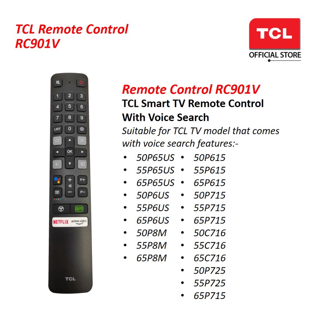 TCL Smart LED TV Remote Control Without Voice Command With Netflex ...