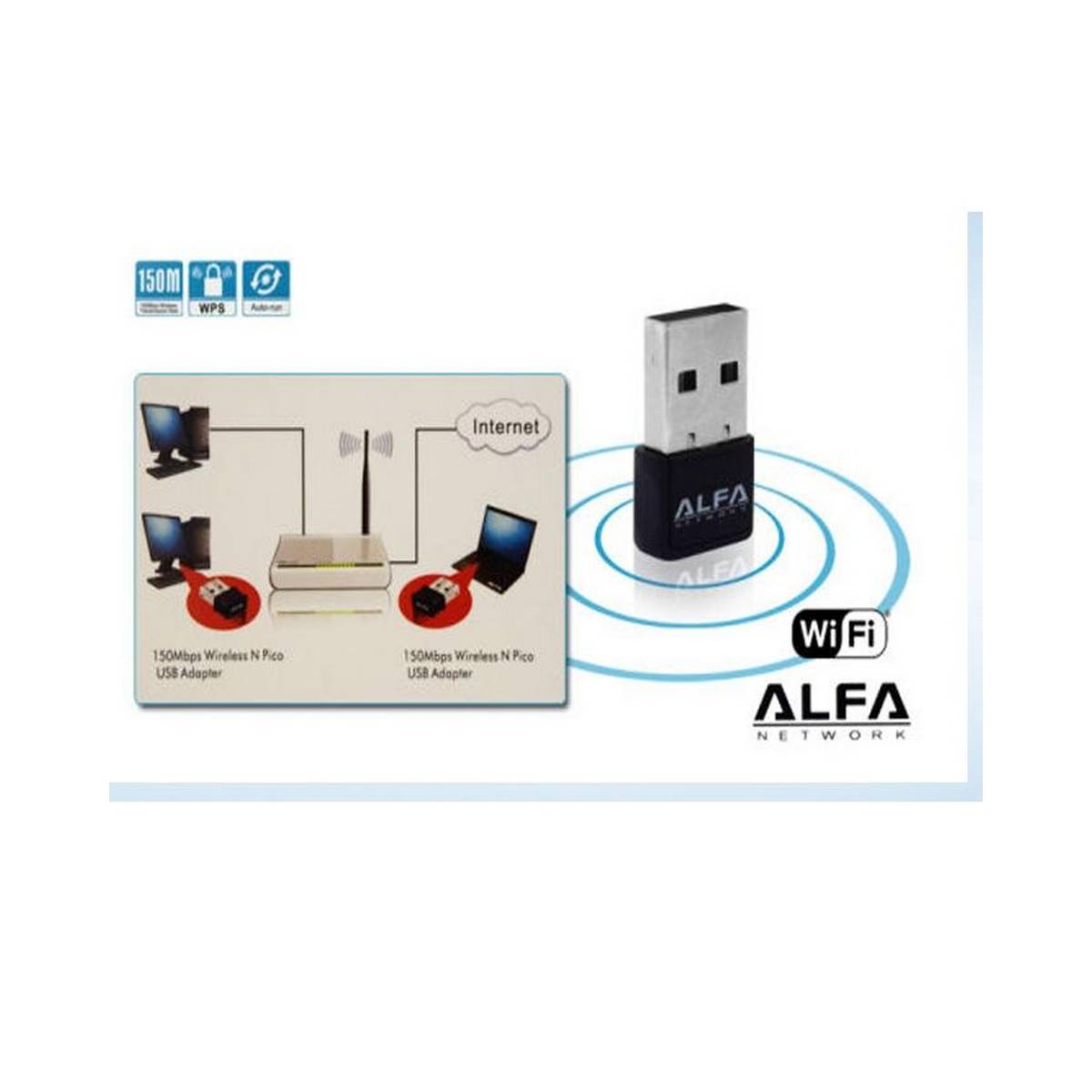 Alpha Wifi Usb adapter Mini upto 300 mbps wide signal range-black ...