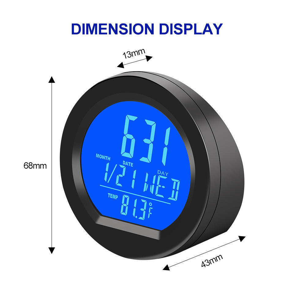 Solar Car Clocks For Dashboard Digital LCD Clock Temperature Time ...