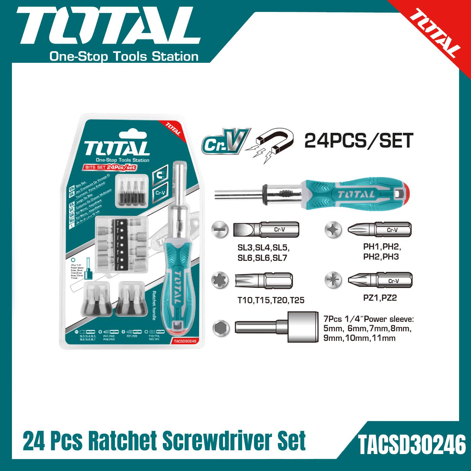 TOTAL 24pcs Ratchet Screwdriver Set TACSD30246 | Daraz.pk