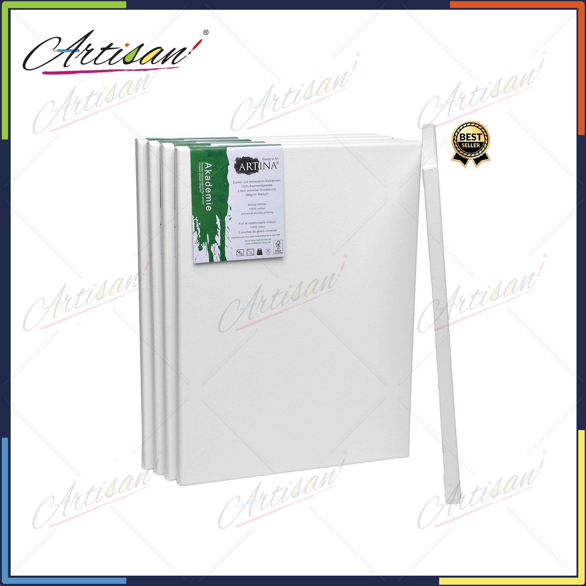 Artisan - Pack of 5 - 12 X 12 Inches Primed Coated Canvas Boards For ...