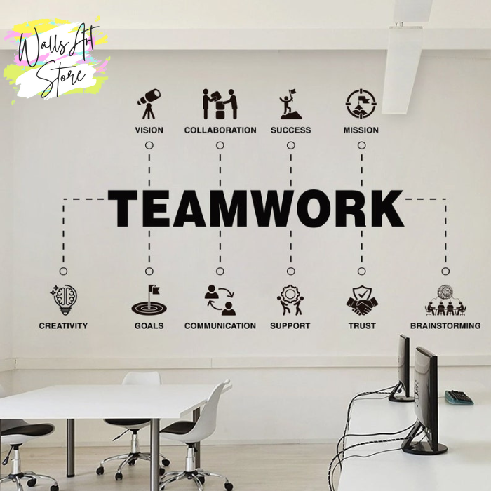 Motivational Office Wall Art Decal - Teamwork & Team Values ...