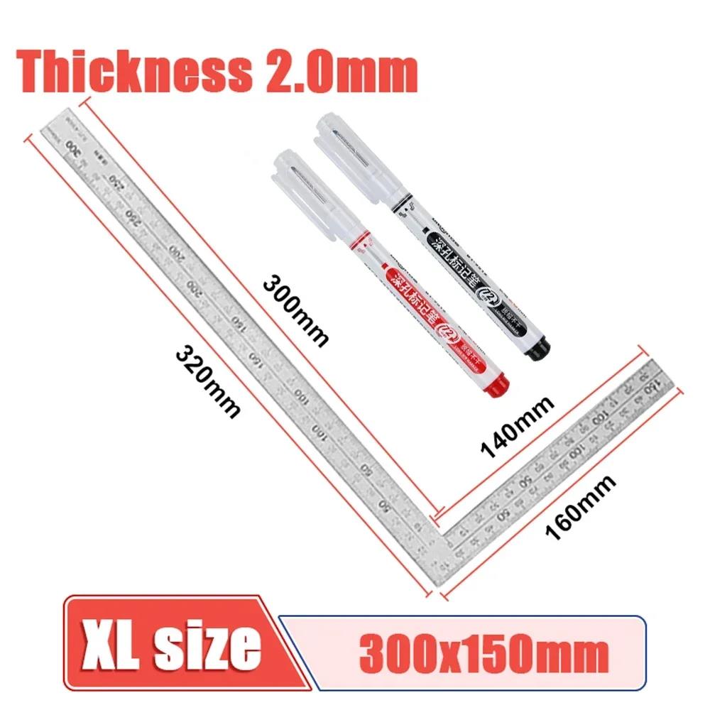 90 Degree Angle Ruler Stainless Steel L Shape Ruler Double Sided Scale ...