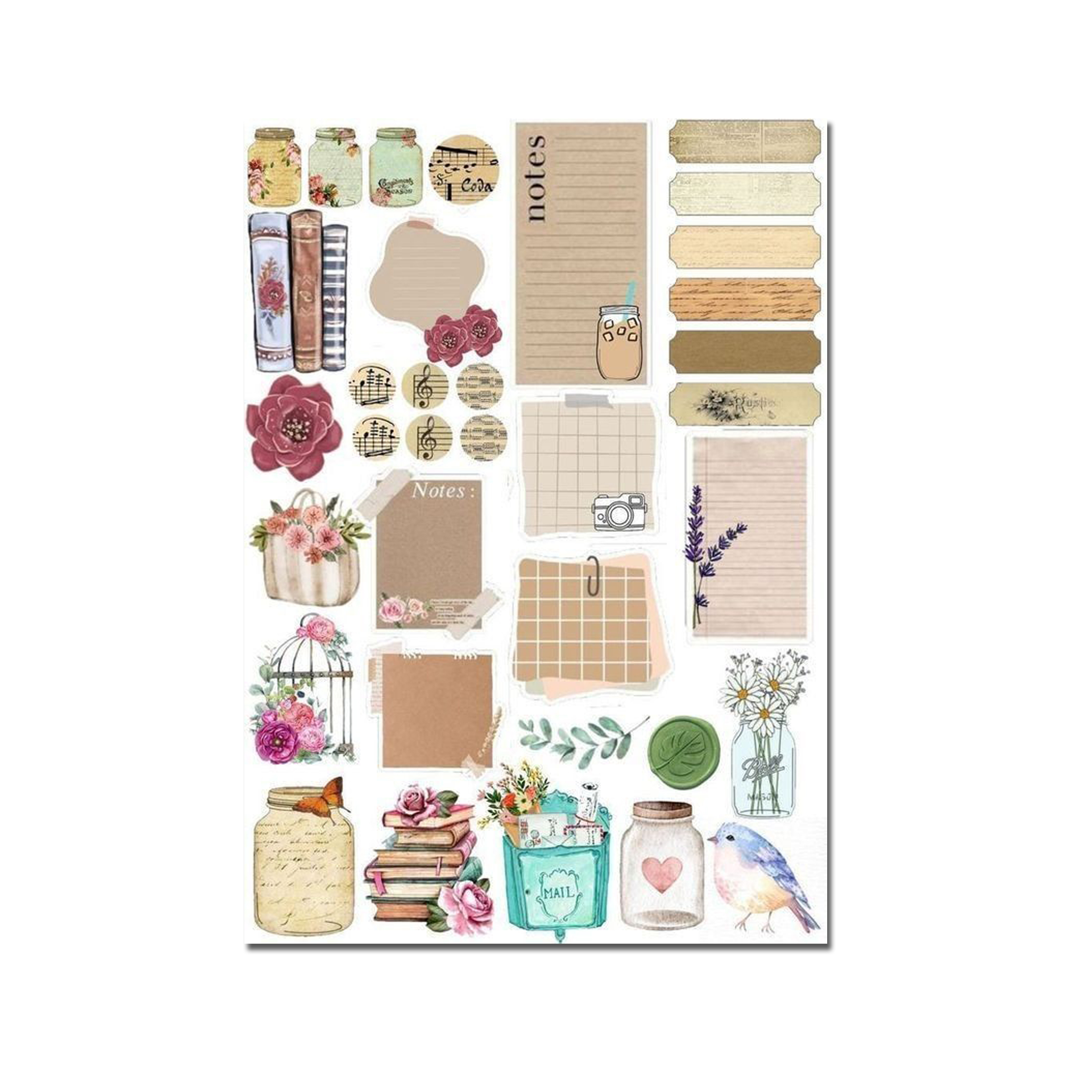 A4 size (21x30cm) Uncut sticker sheet, Aesthetic and Vintage Stickers ...