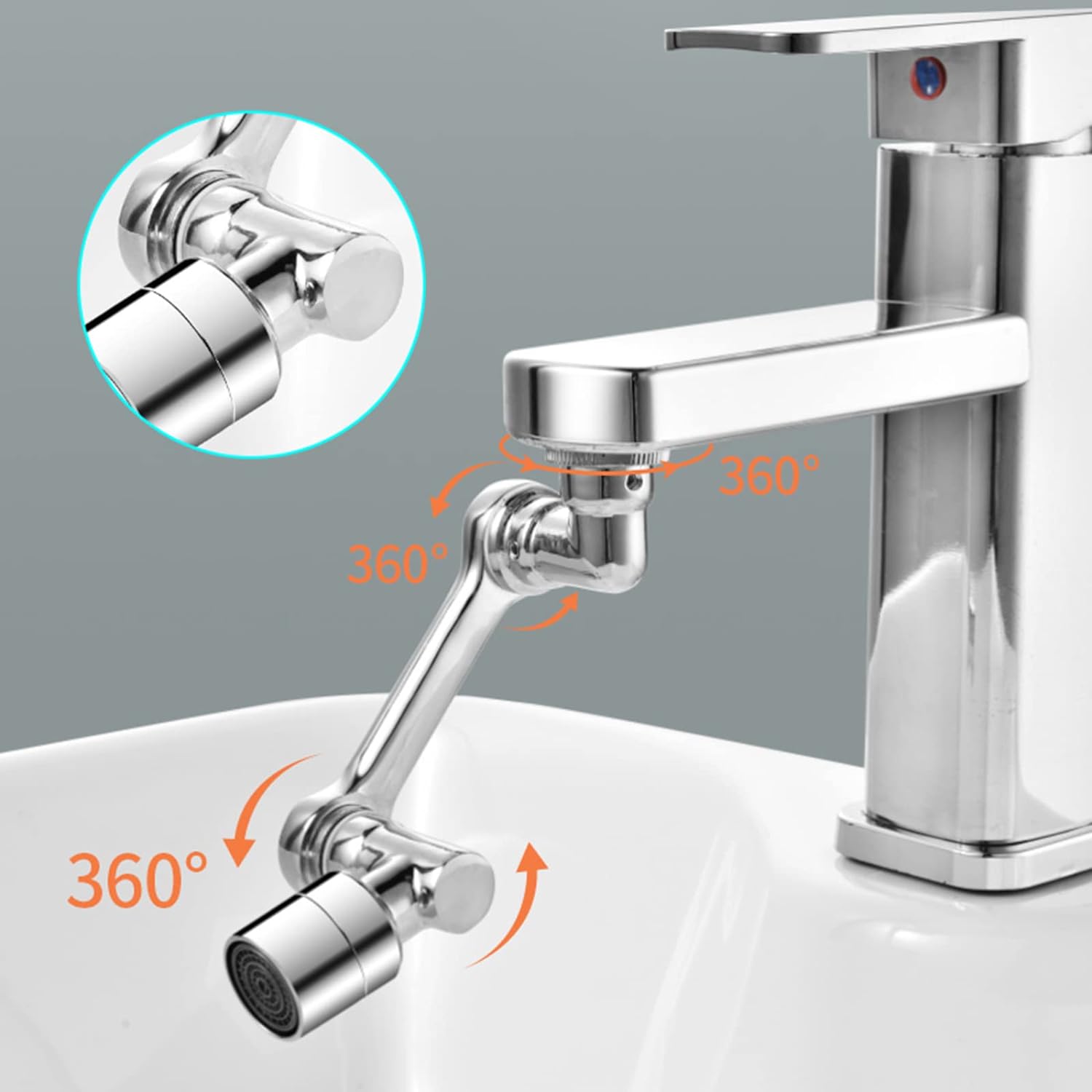 Swivel Robotic Arm Faucet Extension, 1080° Rotatable Faucet Head ...