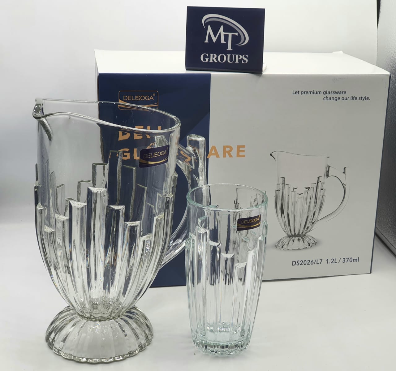 Deli soga glassware water set 1 PC jug & 6 PC glass delisoga made in ...