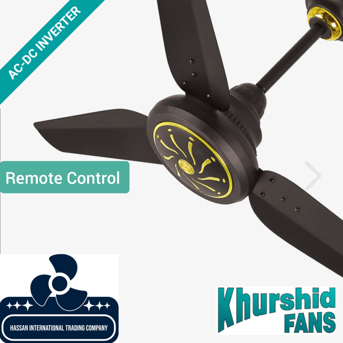 Khurshid Fan ICON (AC-DC Ceiling Fan Inverter Hybrid) Energy Saver - Remote Control Copper ...