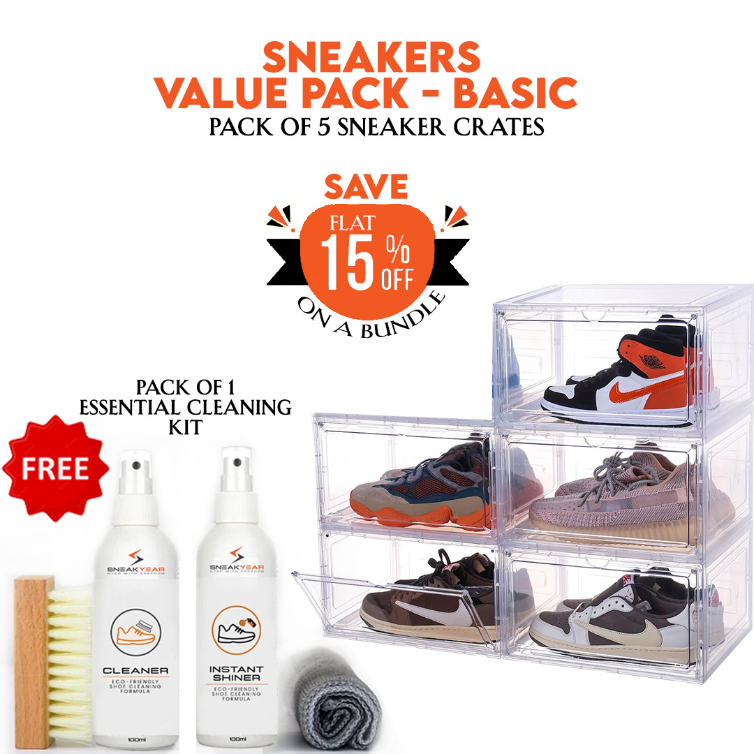 SNEAKYEAR - Pack of 5 STACK'EM Stackable Sneaker Crates Plastic Storage ...