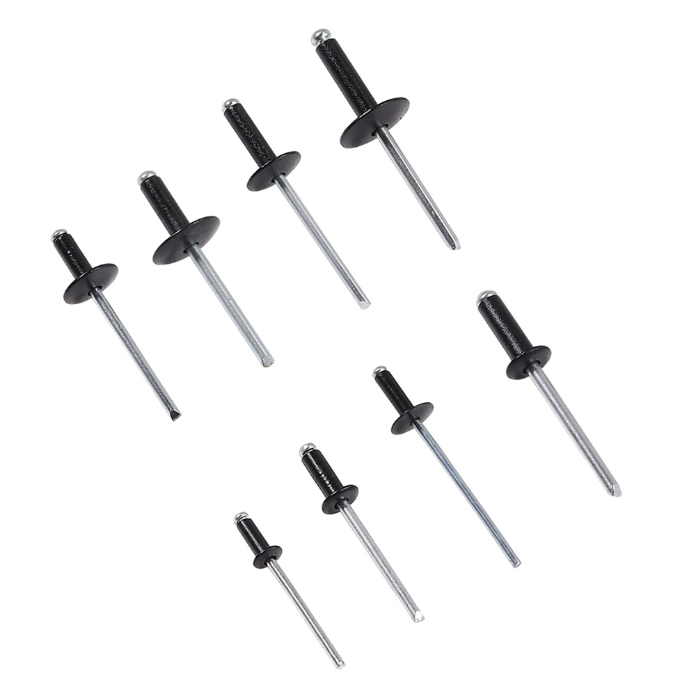 200 PCS Aluminum Blind Rivets Pop Rivets Assortment Kit 6 Sizes Black ...