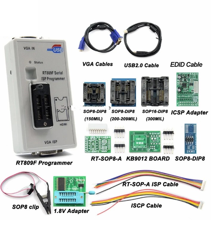 RT809F ISP Programmer USB LCD BIOS One-Key Read Write Burner ICSP Auto ECU Prog Decoder | Daraz.pk