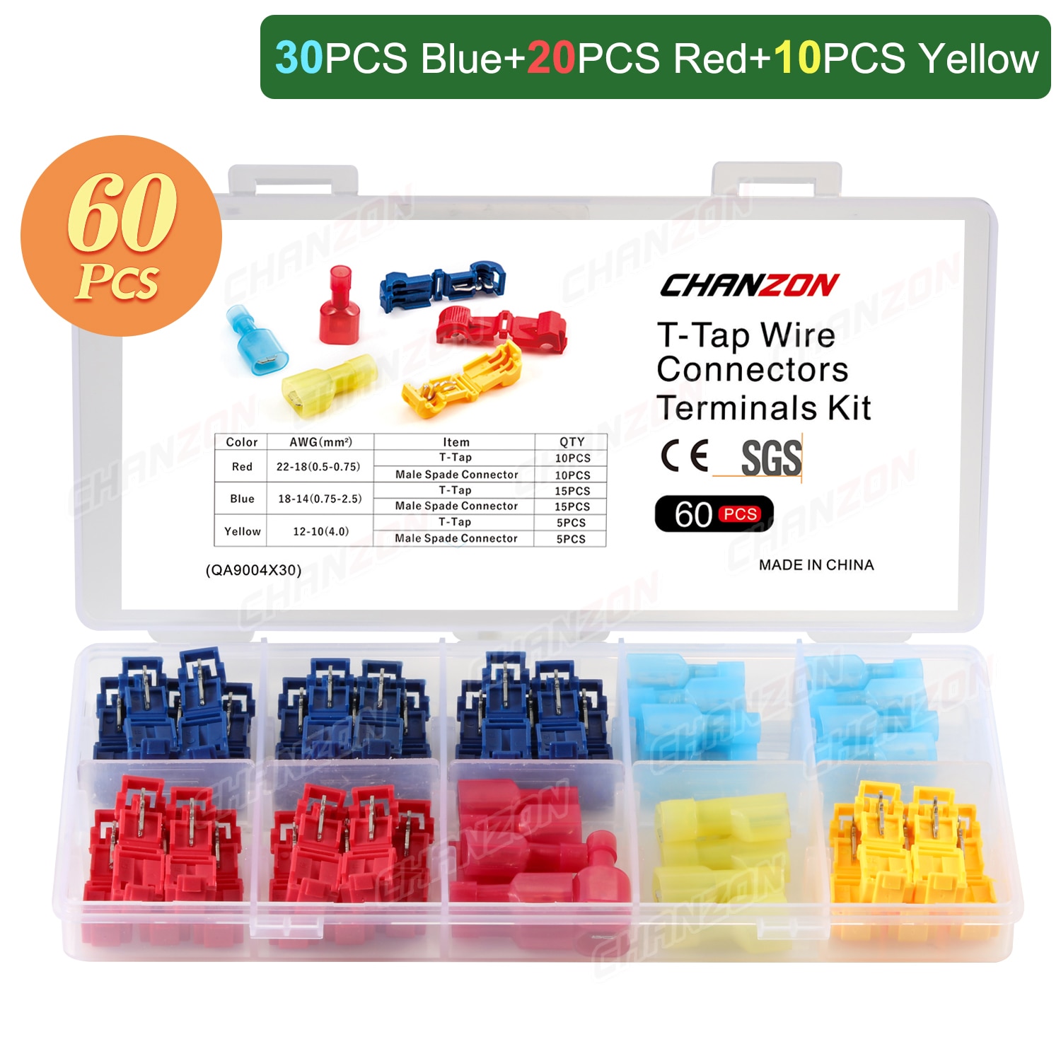 20/60/160PCS T-Tap Quick Splice Wire Connectors Electrical Crimp Joint ...