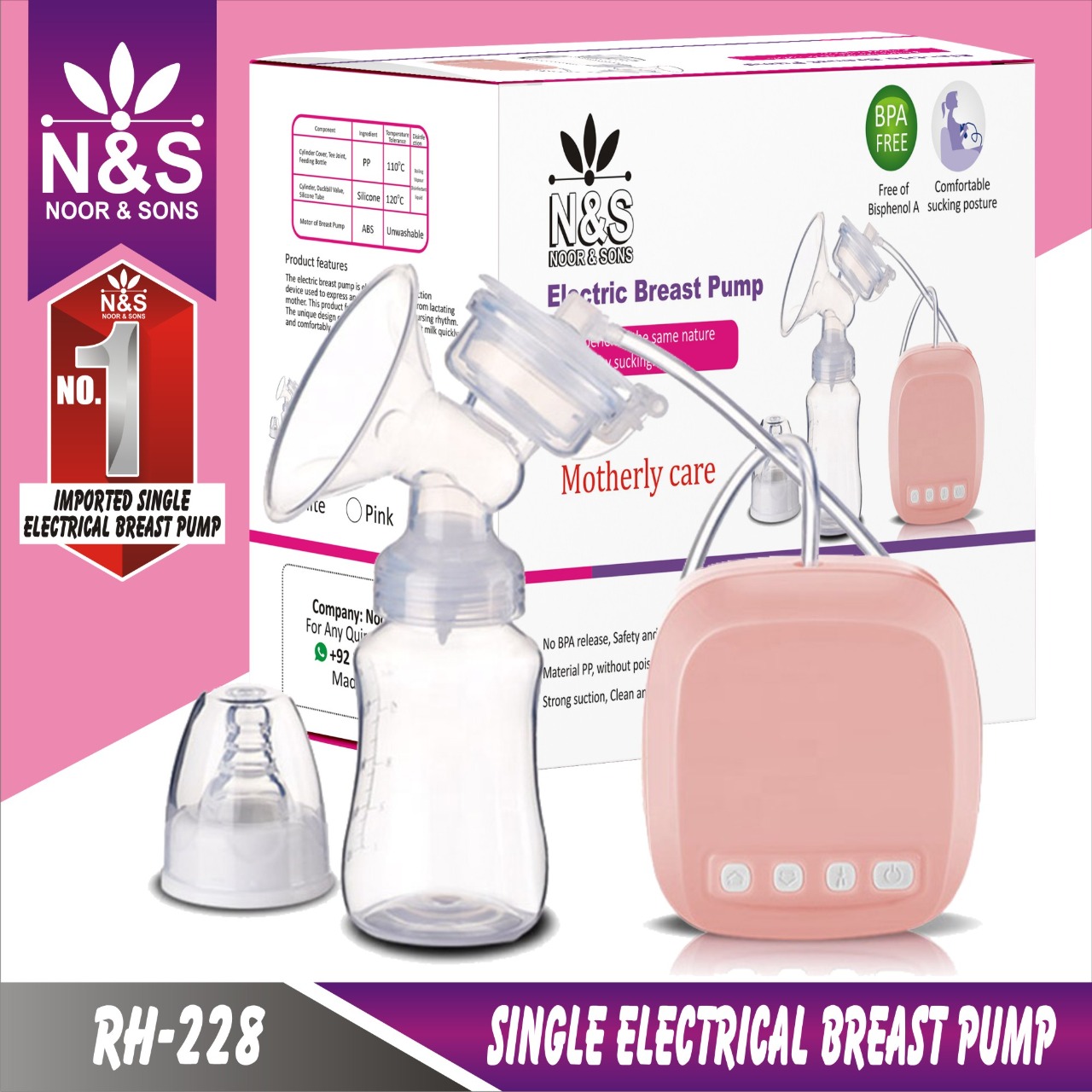 N&S Single Electric BreastPump Automatic BreastFeeding Pump with Baby ...