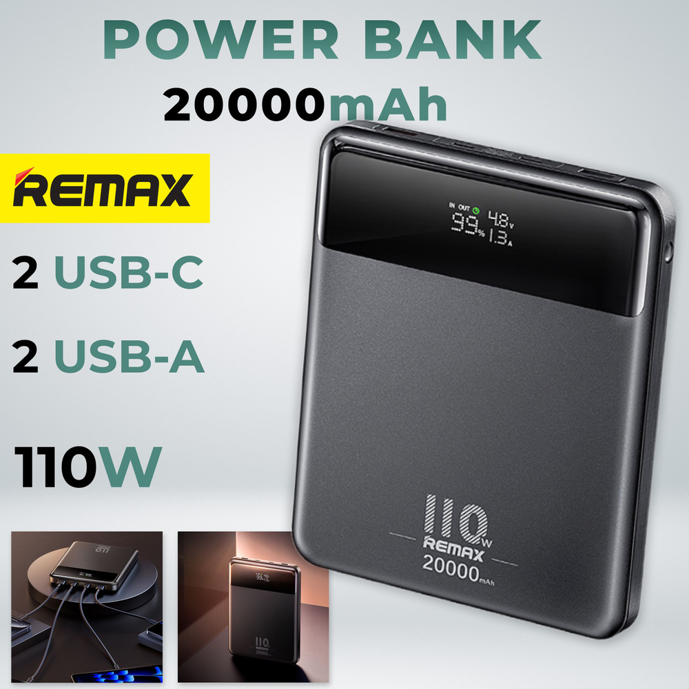 Remax Power Bank 20000mah Rpp-669 Dinba Series 110w +22.5w For Laptop ...