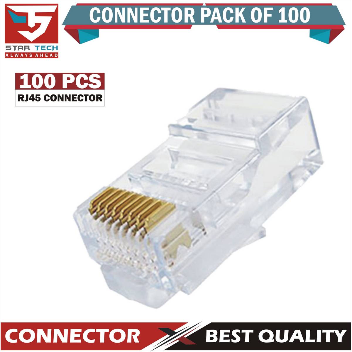 RJ45 Connector 100 pcs Crystal_ 8Pin RJ45 Modular Plug Rj-45 Network ...
