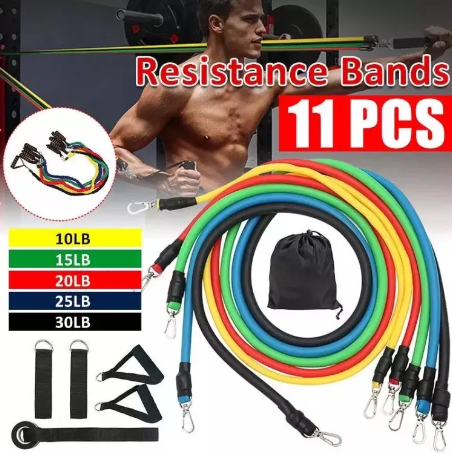 Power Resistance Band Set - 11 PCS for Exercise, Pull Ups, and Workouts ...