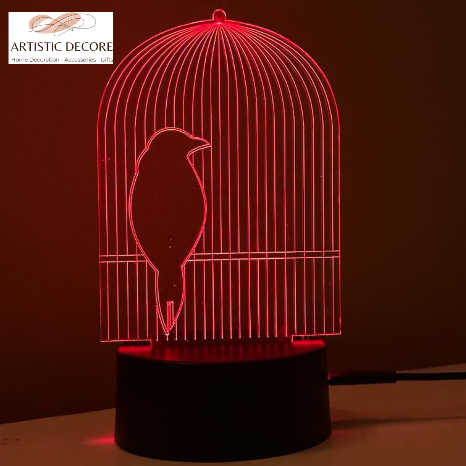 Bird Cage Led Lamp, 3d illusion Bird Cage Lamp | Daraz.pk