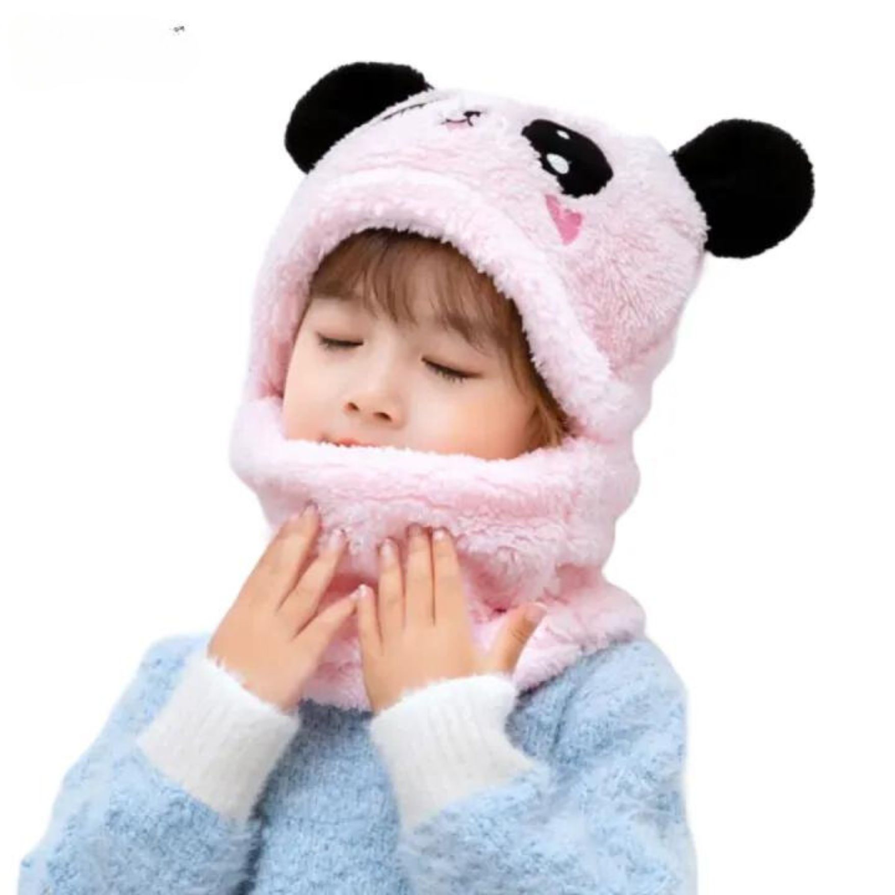 Winter Wool Cap with neck warmer for Kids |Panda caps for kids winter ...
