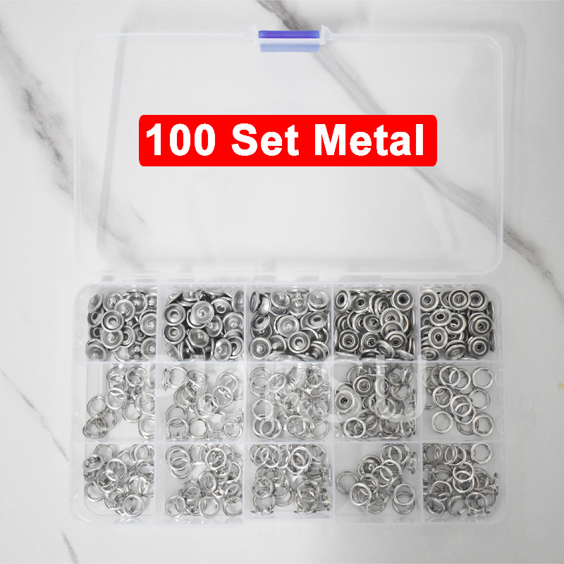 200 Sets 9.5mm Metal Hollow Five-Claw Snap Button with Pliers Tool Set ...