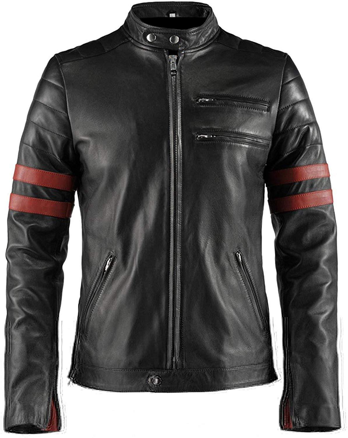 Tough Look Red Stripped Faux Leather Jacket for Men - LJ08 | Daraz.pk