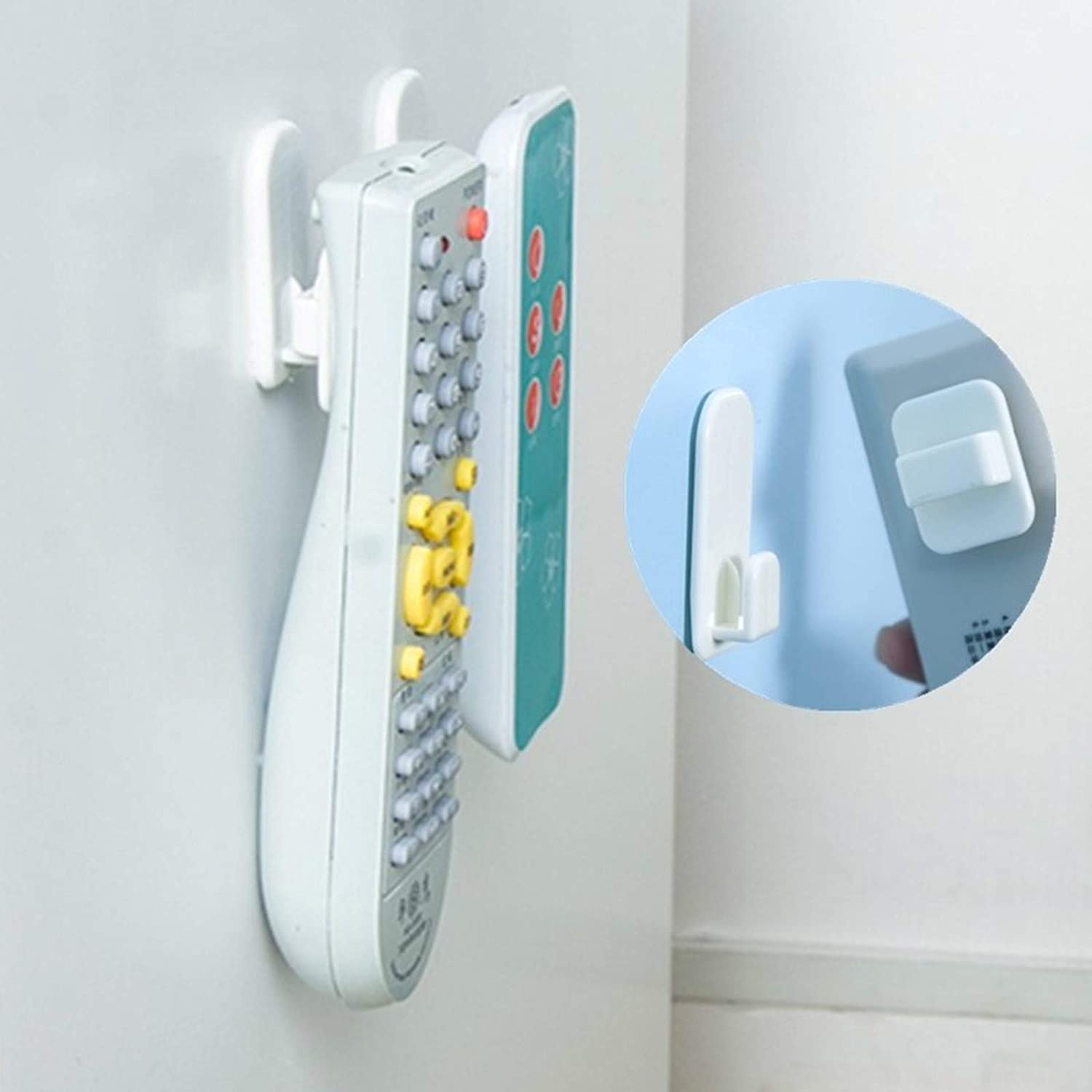 Remote Control Holder Hook , 2 Pair Wall Mount Storage Sticky White ...