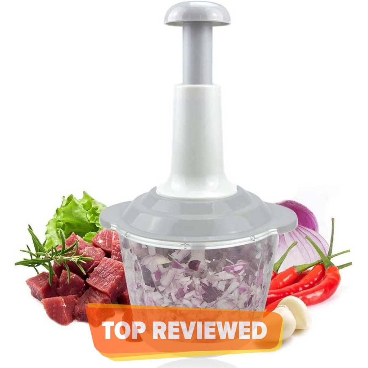 Manual Food Chopper, 1500ML Speedy Chopper with 3 Curved Stainless ...