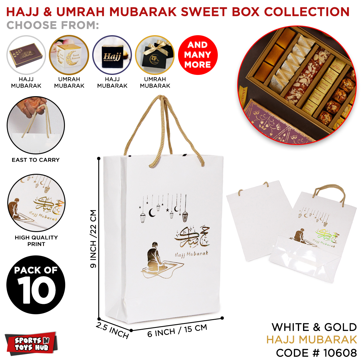 Umrah & Hajj Mubarak Gift Boxes & Shopping bag Collection, Gift Packing ...