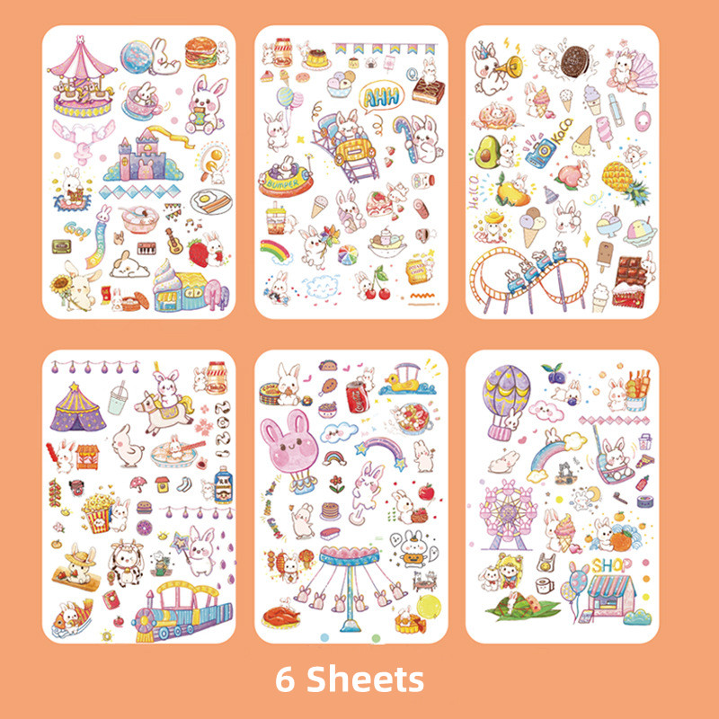 RHS Online 6 Sheets Cute Cartoon Series PVC Stickers Album Diary ...