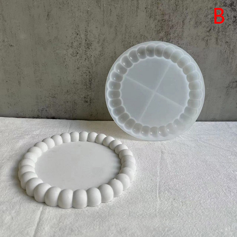 Plate Storage Coaster Mold DIY Cement Nordic Plaster Coaster Round Tray ...