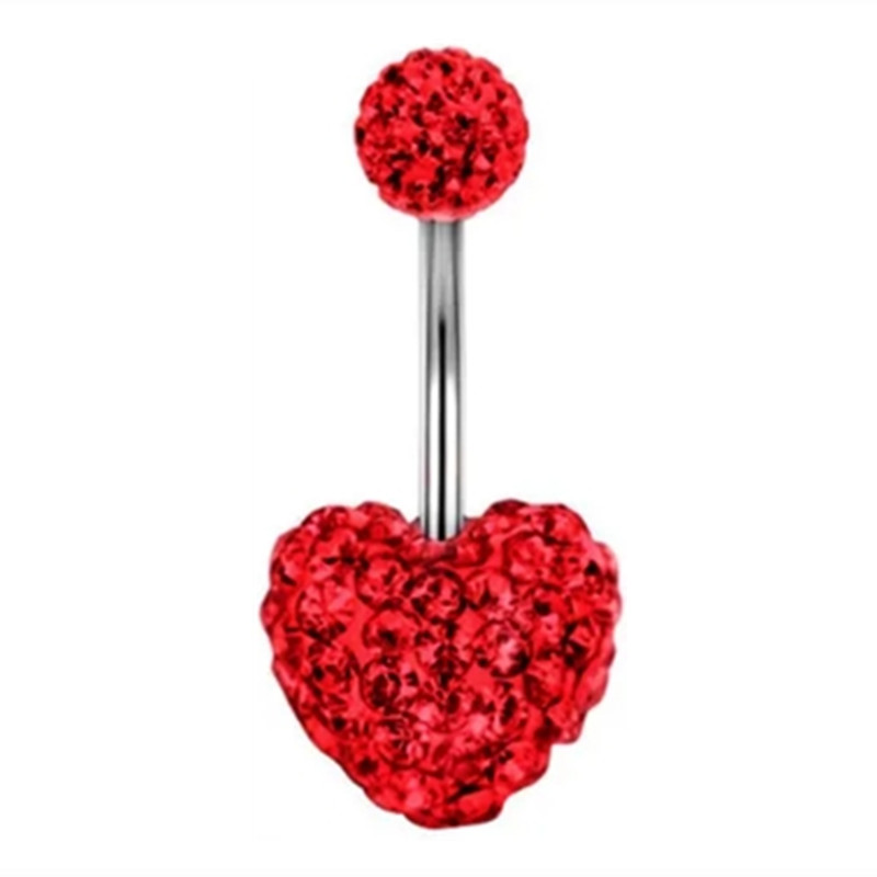 1PCS Red Heart Belly Button Rings Steel Green Crystal Belly Barbell Navel Pierccing Butterfly ...