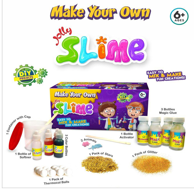 Three Color Slime Kit For Kids Make Your Own Glitter Jelly Slime Kit ...