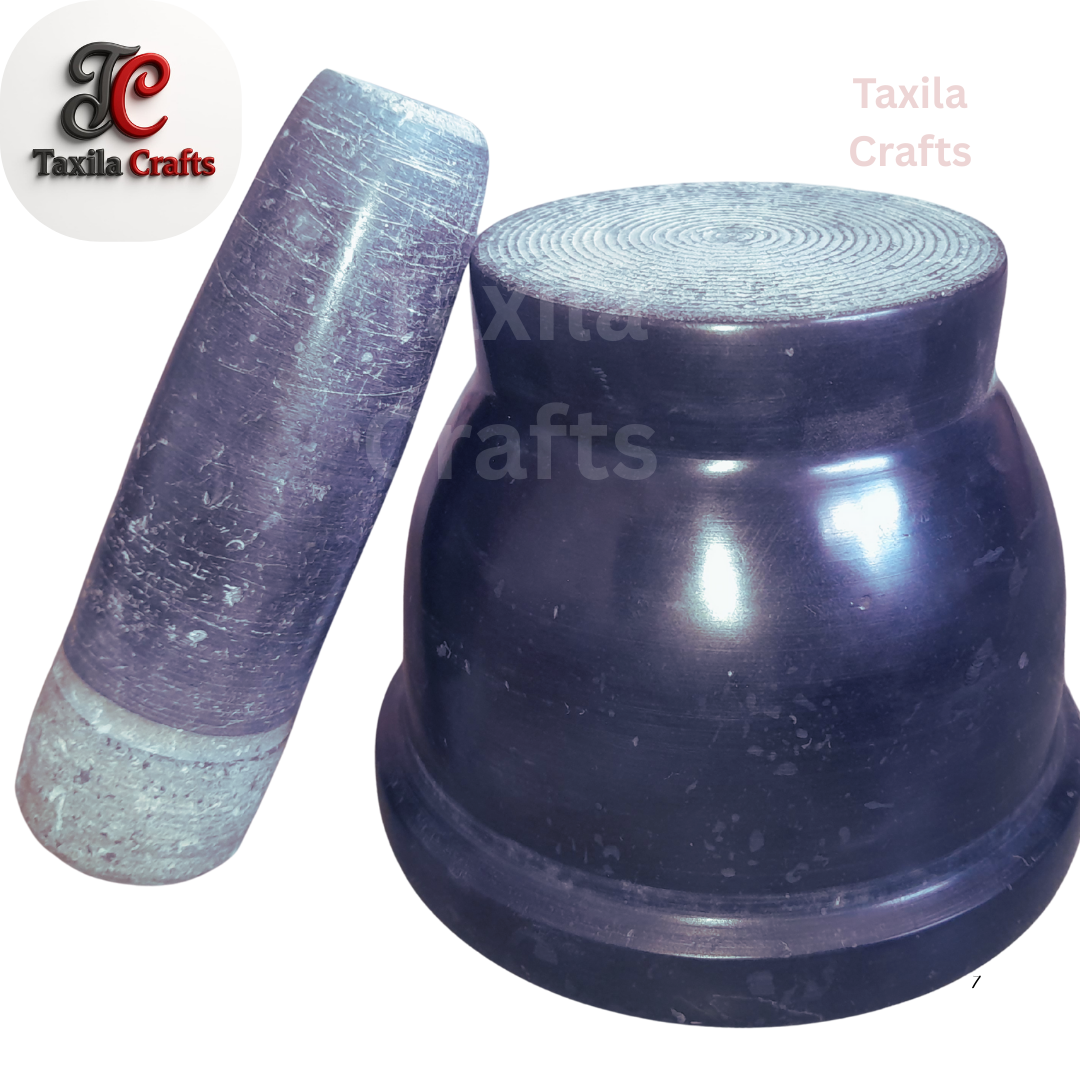 Taxila Crafts Medium Black Stone Imam Dasta | Mortar & Pestle | Kundi ...