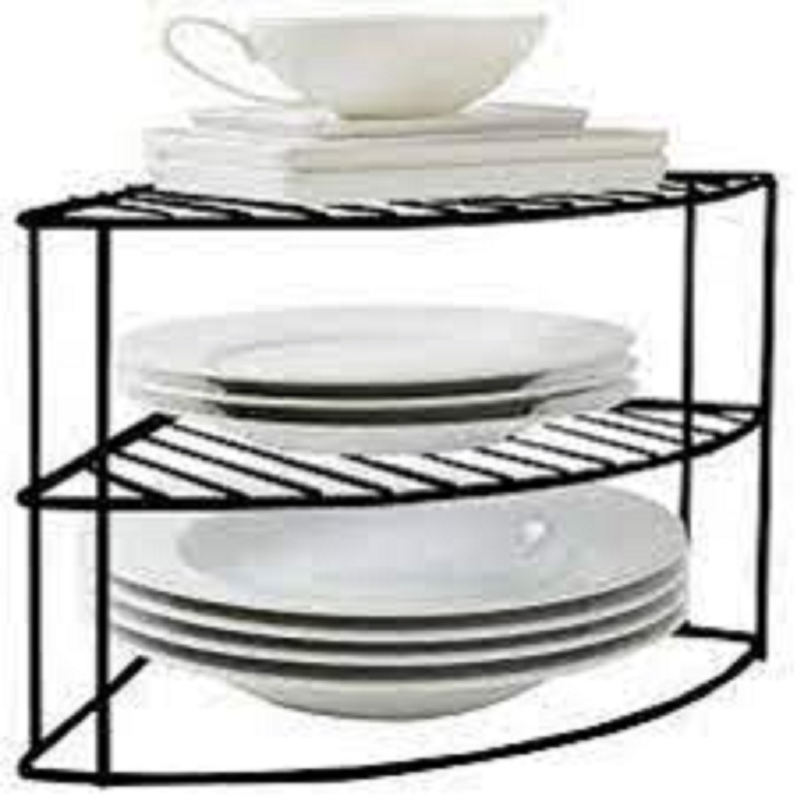 Corner Shelf Plate Rack - 3 Tier Kitchen Cabinet Organiser - black ...