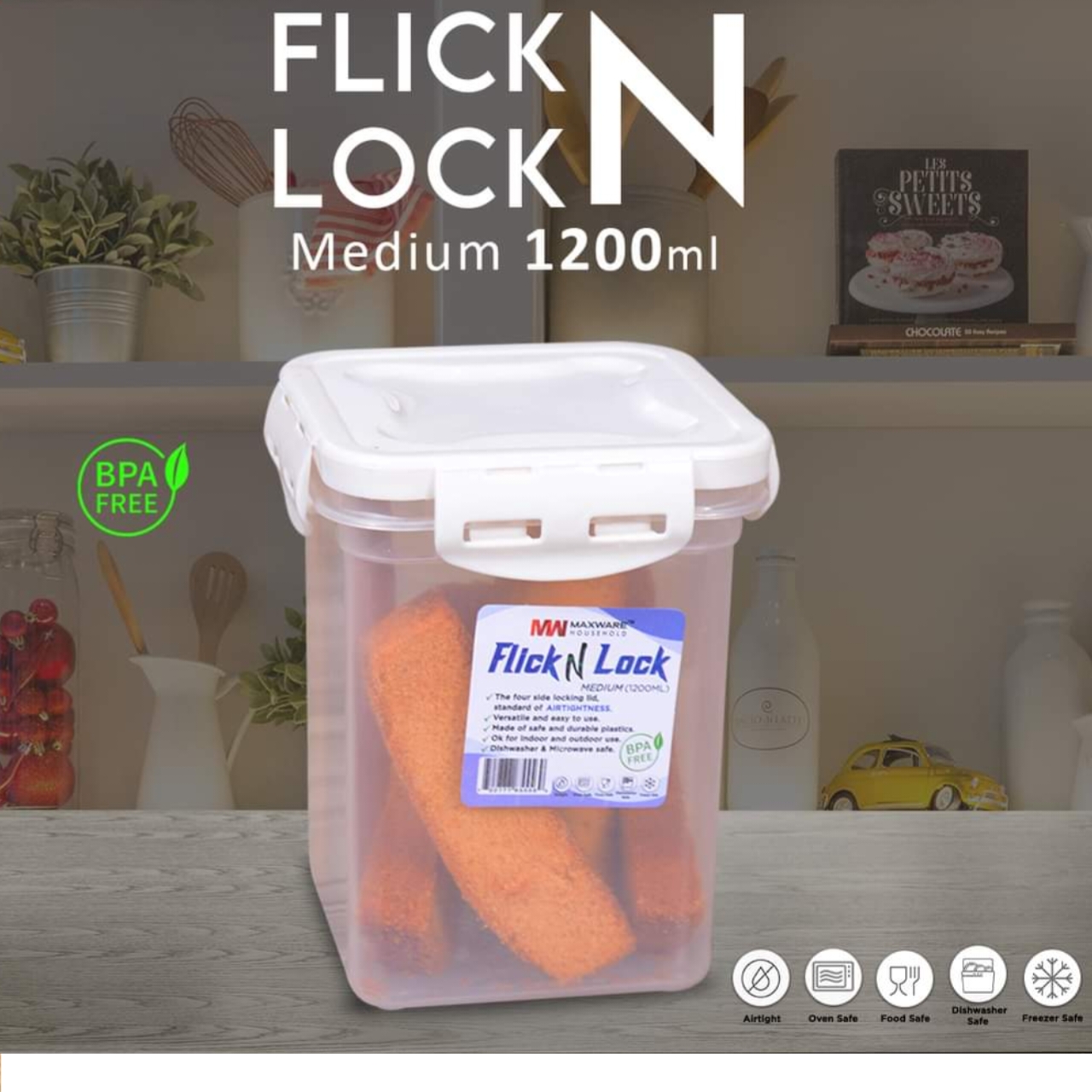 Kasana Traders Flick n' Lock SecureSeal Airtight Container for Long ...